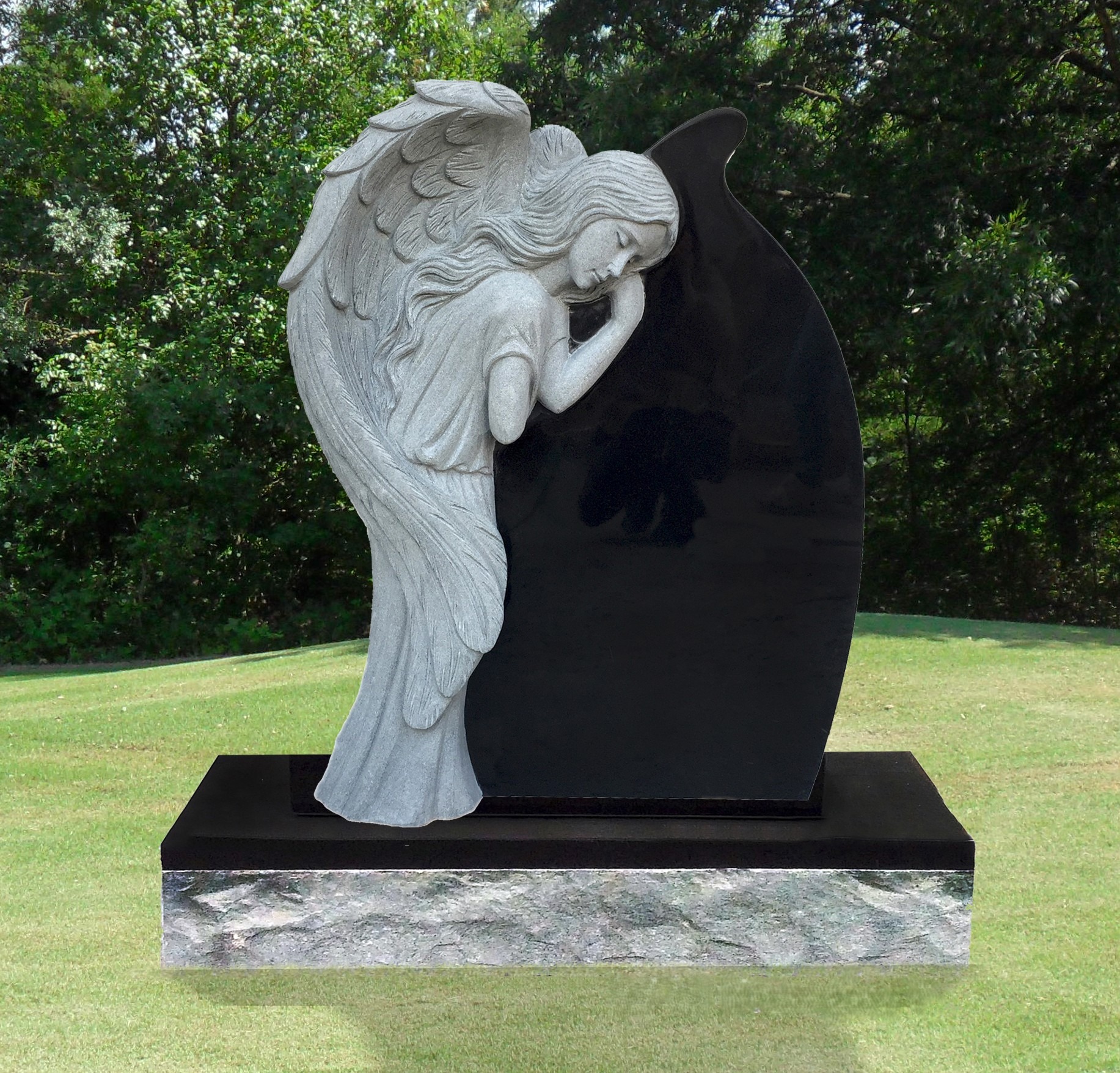 Single Angel Tear Drop Headstone 2 | Clear Stream Monuments